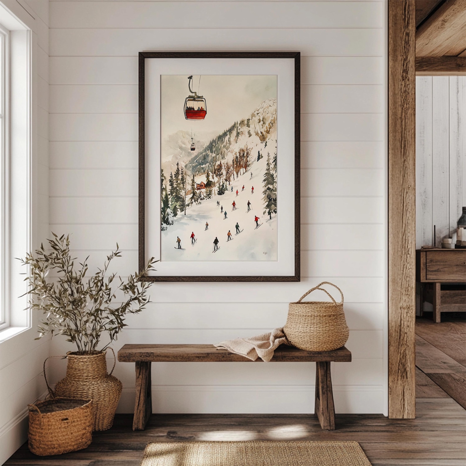 Vintage Ski Lift Digital Wall Art | Winter Ski Slopes Decor | Retro ...