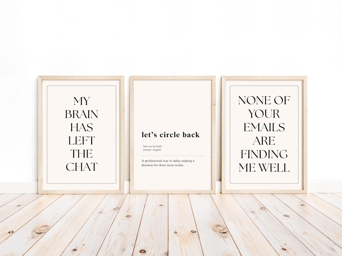 Funny Office Wall Art Set of 20 | Minimalist Printable Work Quotes ...