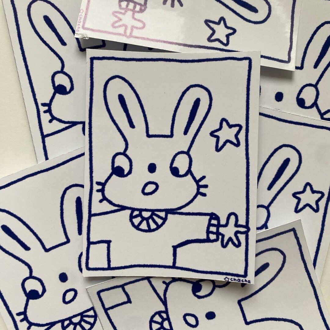 Magic Bunny b&w Vinyl Sticker Y2k Stickers - Etsy