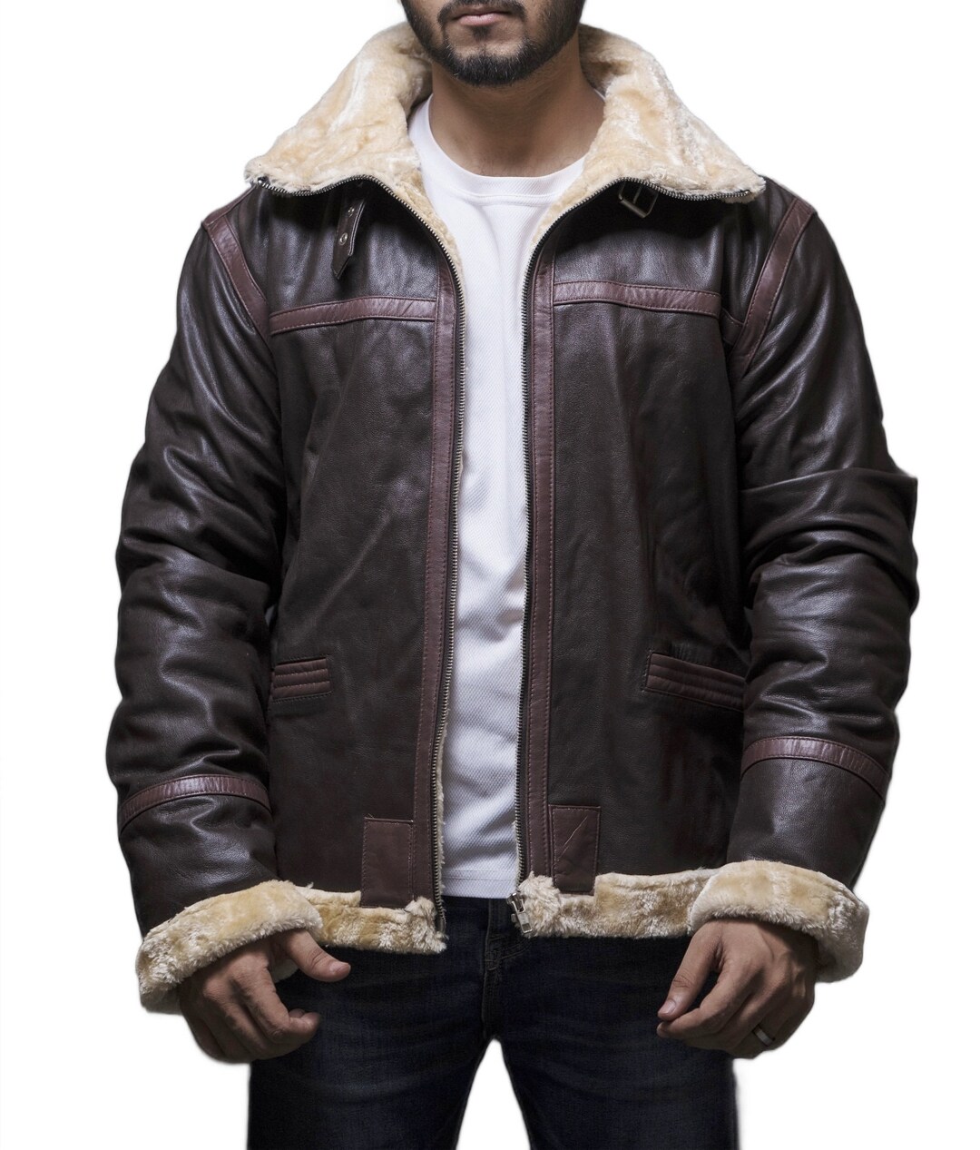 Leon S Kennedy Resident Evil 4 Brown Leather Jacket, Aviator Shearling ...
