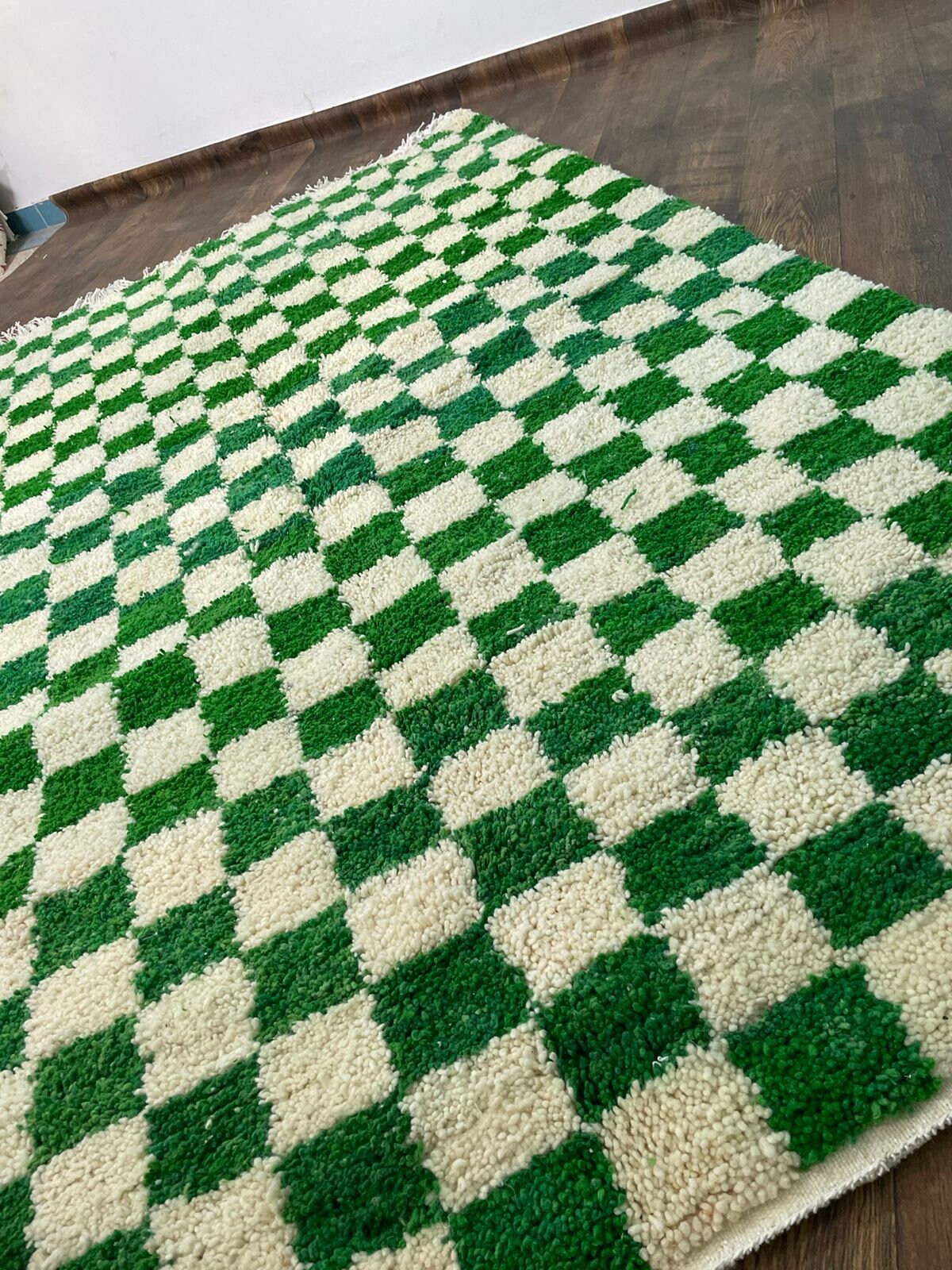 Royal Green Chekered Rug Authentic Moroccan Rug, Handmade ,azilal Rug ...