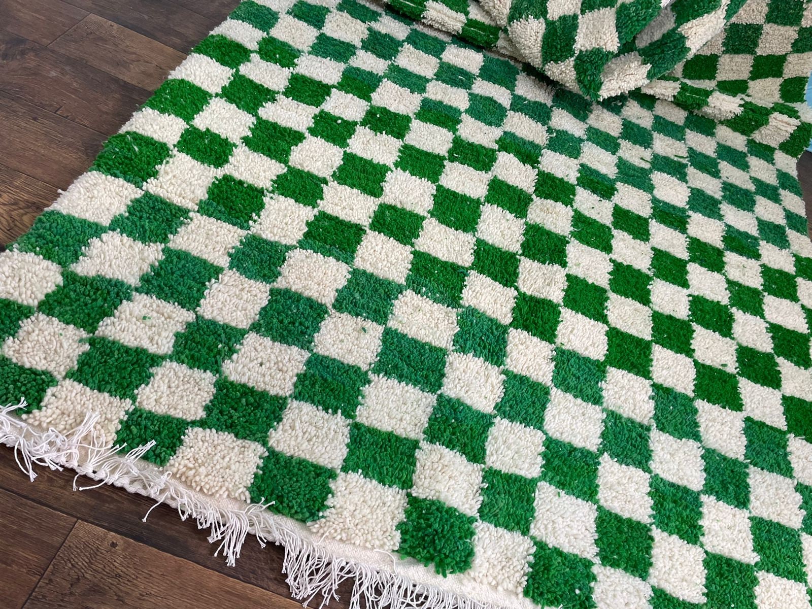 Royal Green Chekered Rug Authentic Moroccan Rug, Handmade ,azilal Rug ...