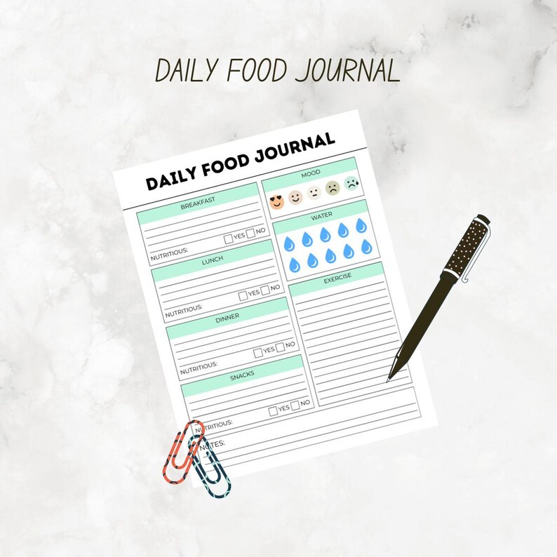 Daily Food Journal | Health Tracker | Meal Tracker Nutrition - Etsy