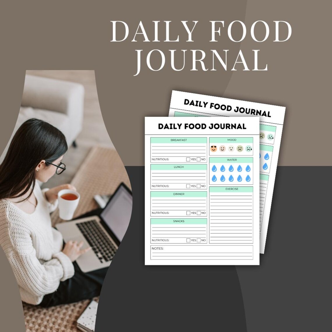Daily Food Journal | Health Tracker | Meal Tracker Nutrition - Etsy