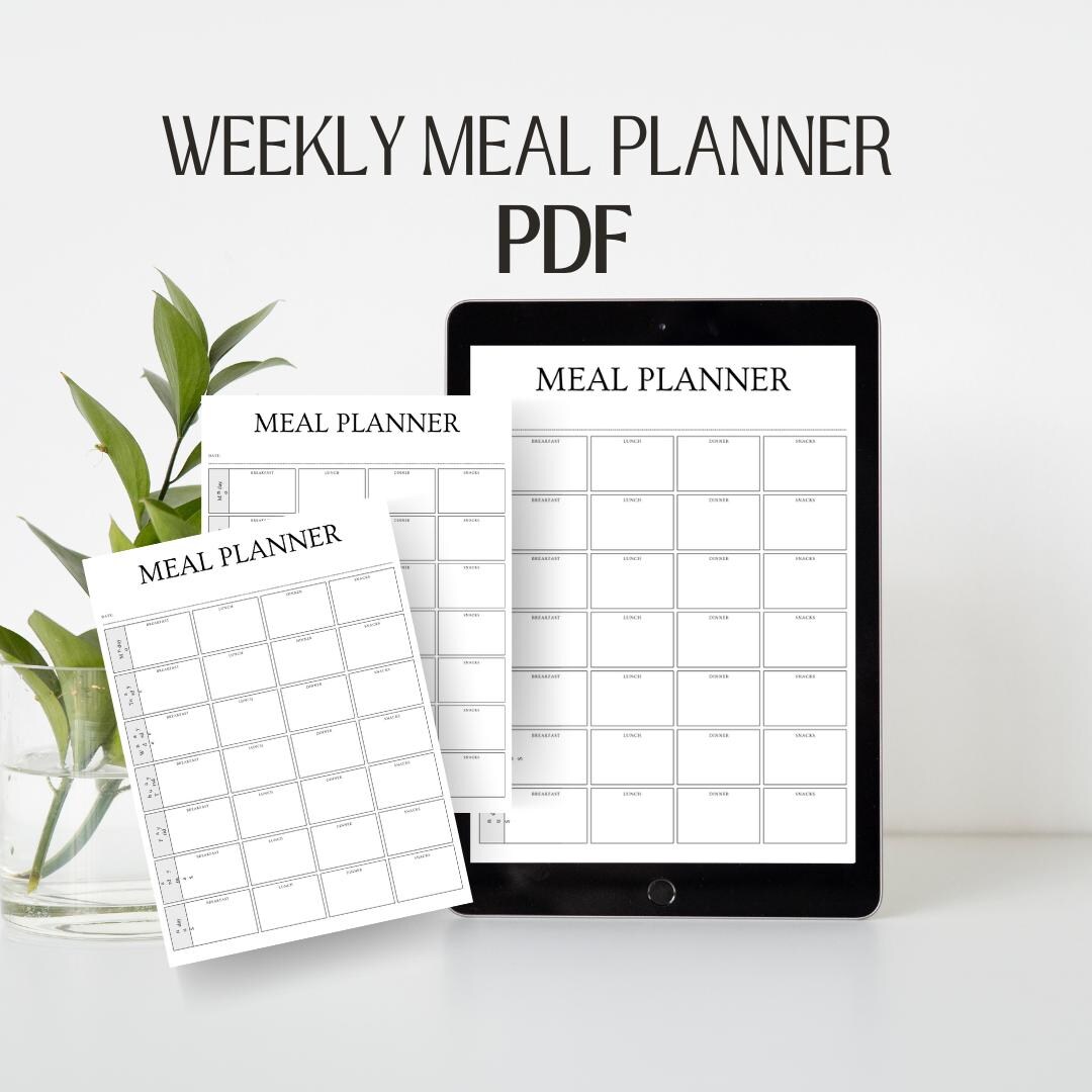 Weekly Meal Planner | Printable Journal | 7 Day Menu Planner - Etsy