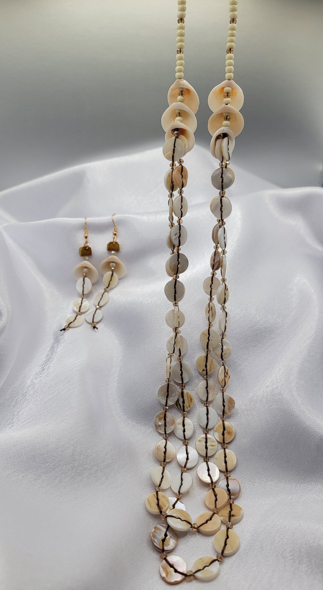 Shell Button Native Made Necklace and Earring Set With Mini Clam Shells ...
