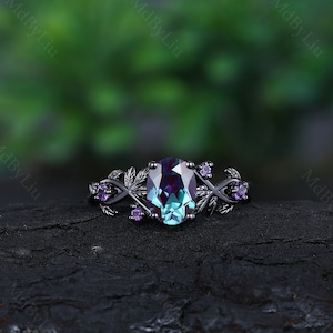 Alexandrite Couple Rings Promise Rings for Couples Mens Alexandrite ...