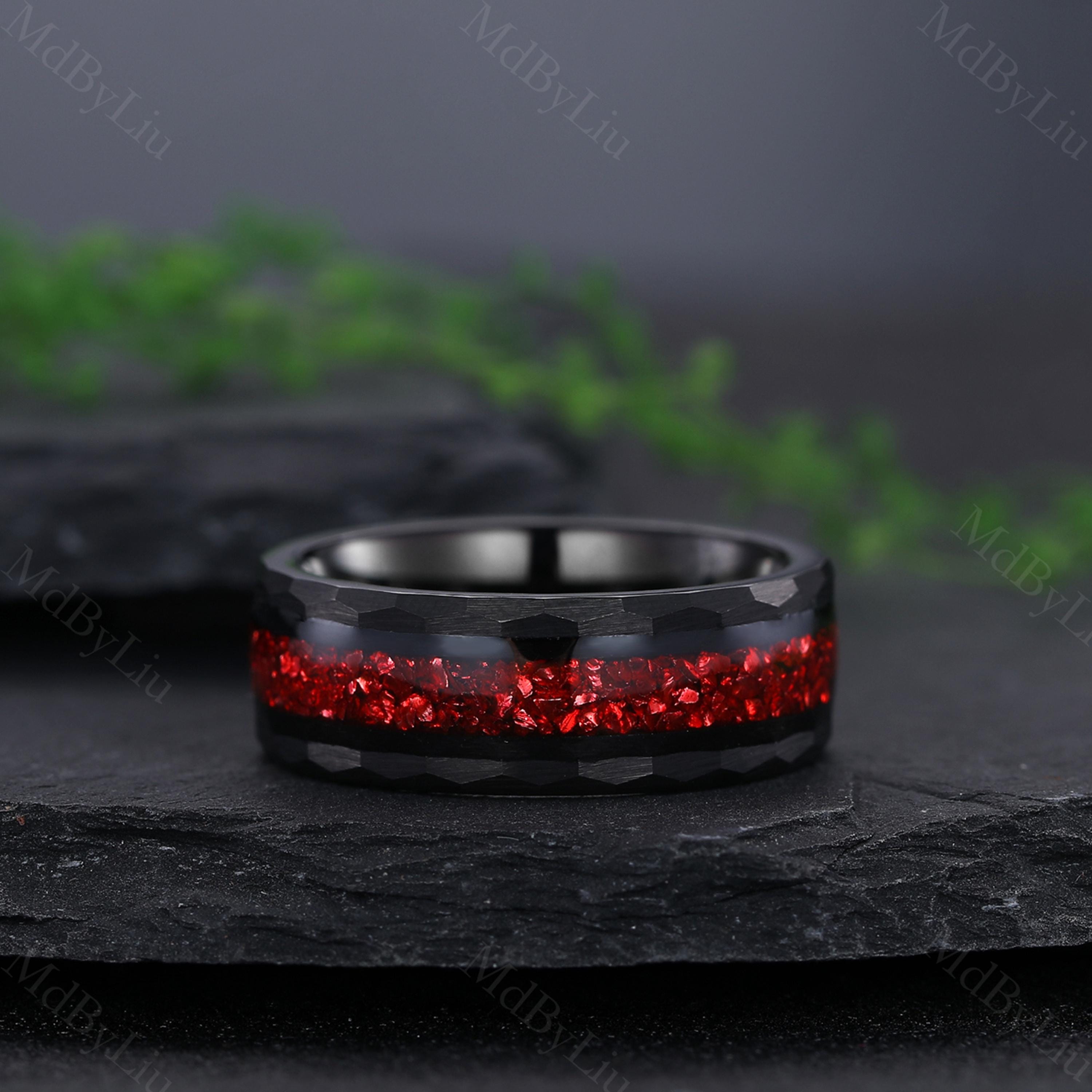 Vintage Garnet Couples Ring Sets, Gothic Black Gold Rings, Hexagon ...