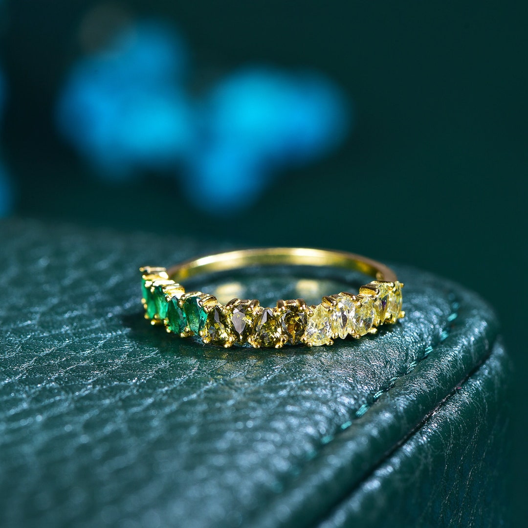 Ombre Ring,green Stacking Ring,unique Gemstone Ring,raw Peridot Jewelry ...