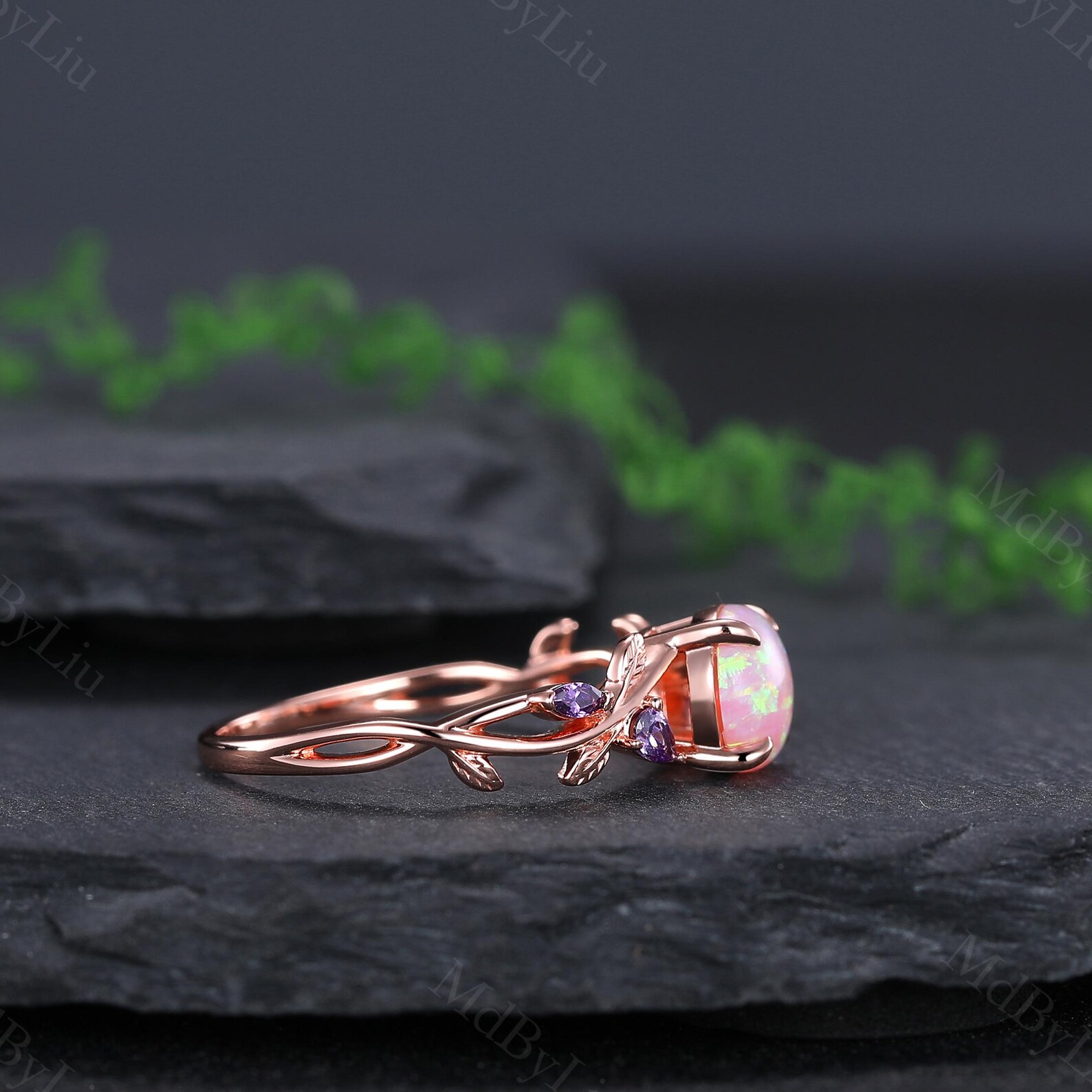 Vintage Blue Sandstone Couple Ring Set Orion Nebula Women's Wedding ...