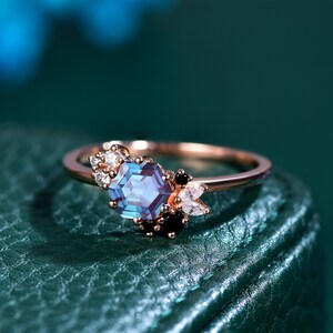Blue Sandstone Engagement Ring Women Galaxy Gemstone 925 Silver Ring ...