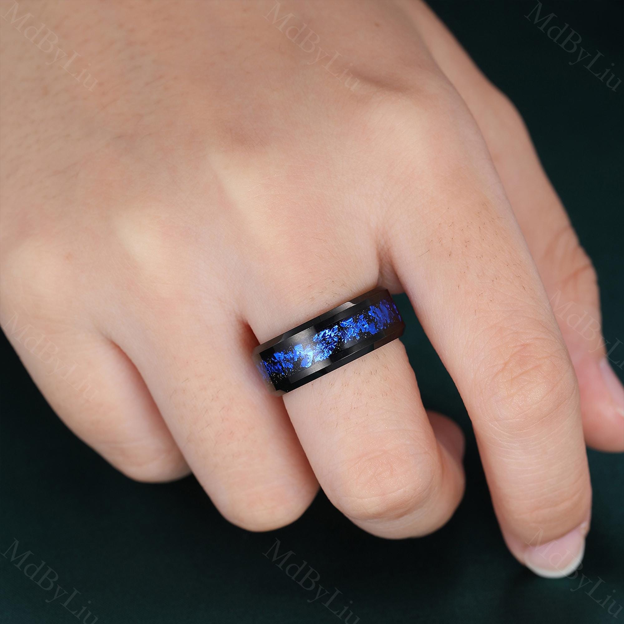 Hexagonal Sapphire Couple Ring Nature Leaf Engagement Rings His and ...