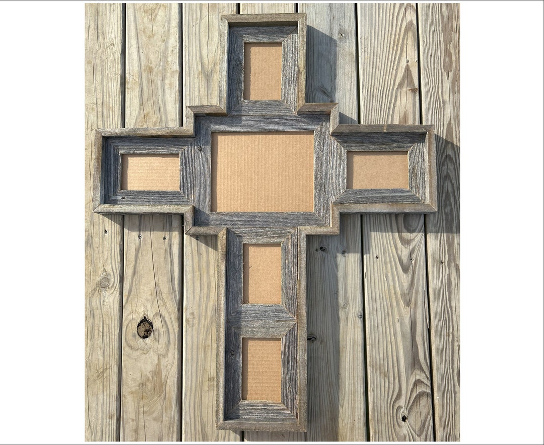 CROSS Multi Frame Rustic Barnwood Old Barn Wood Wooden Picture Photo ...