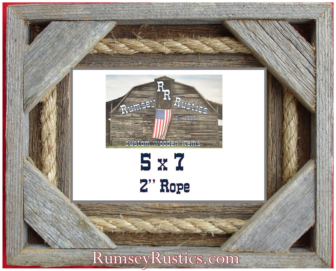 5x7 ROPE Rustic Barnwood Old Barn Wood Wooden Picture Photo Frame ...