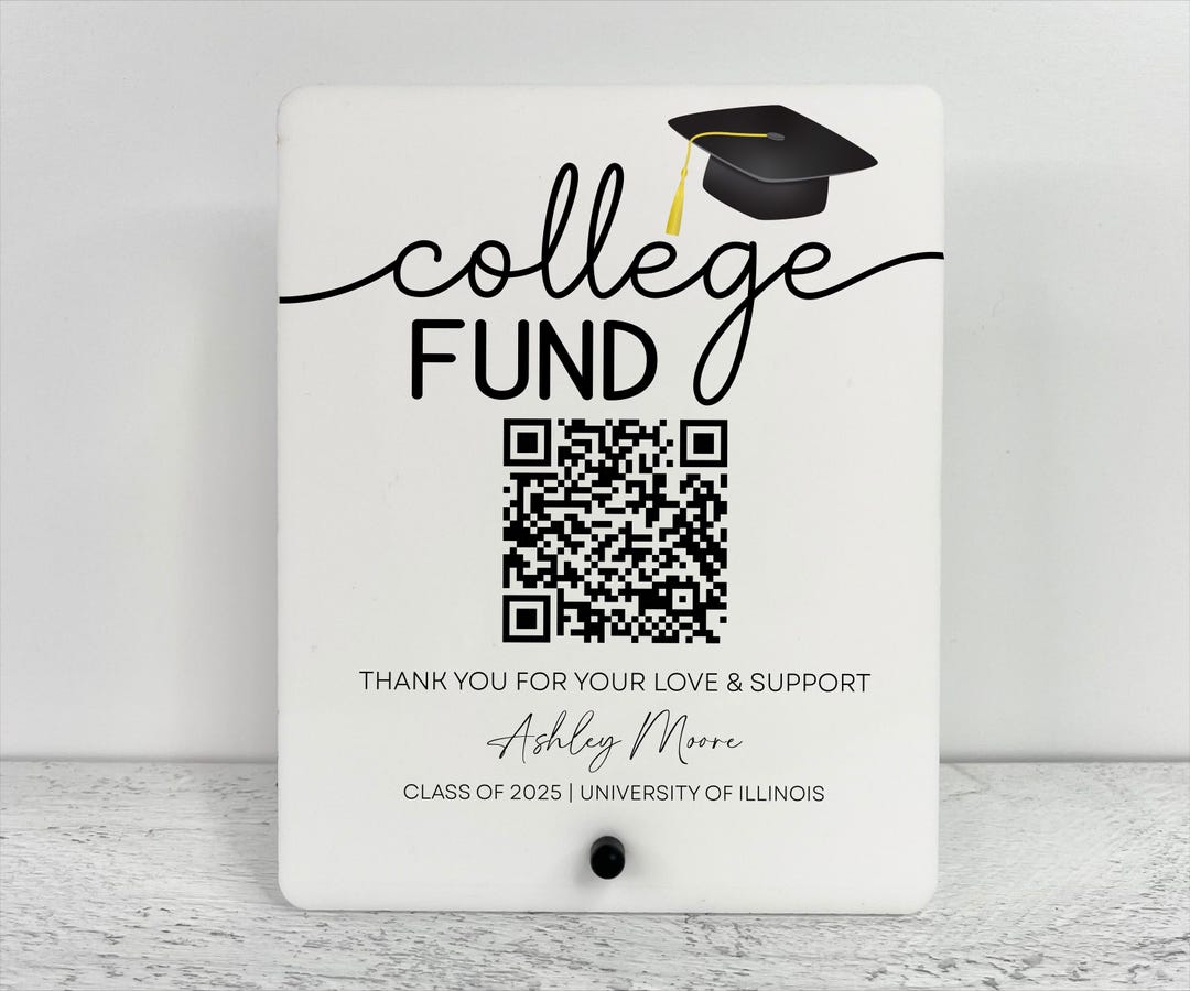College Fund QR Sign, Graduation Party Sign, Grad Venmo Sign ...