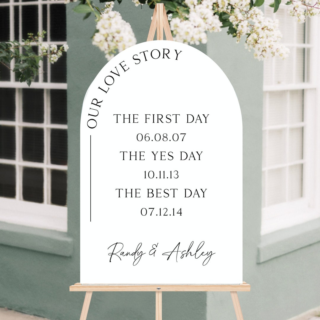 Our Love Story Wedding Sign - Personalized - First Day Yes Day Best Day ...