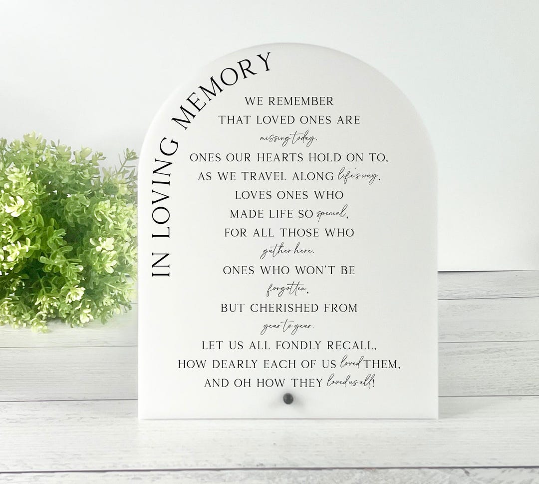 In Loving Memory Wedding Sign, Deceased Mother of the Bride, Poem Sign ...