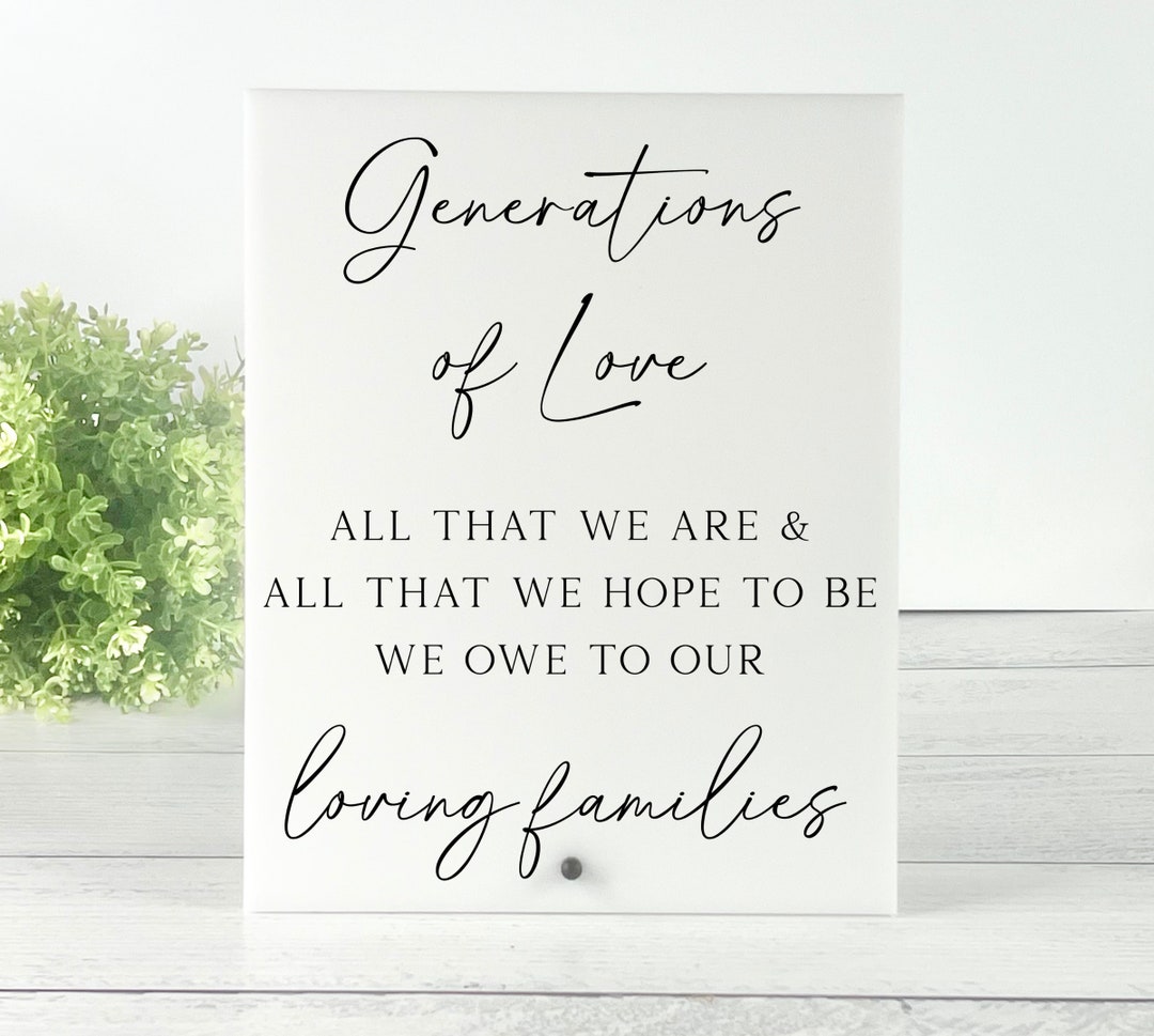 Generations of Love Table Sign, Wedding Table Sign, Wedding Reception ...