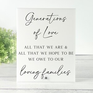 Generations of Love Table Sign, Wedding Table Sign, Wedding Reception ...