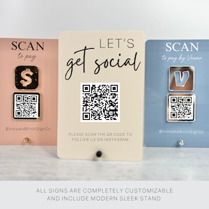 Custom QR Code Sign Scan to Pay Sign Website Sign Social Media Sign ...