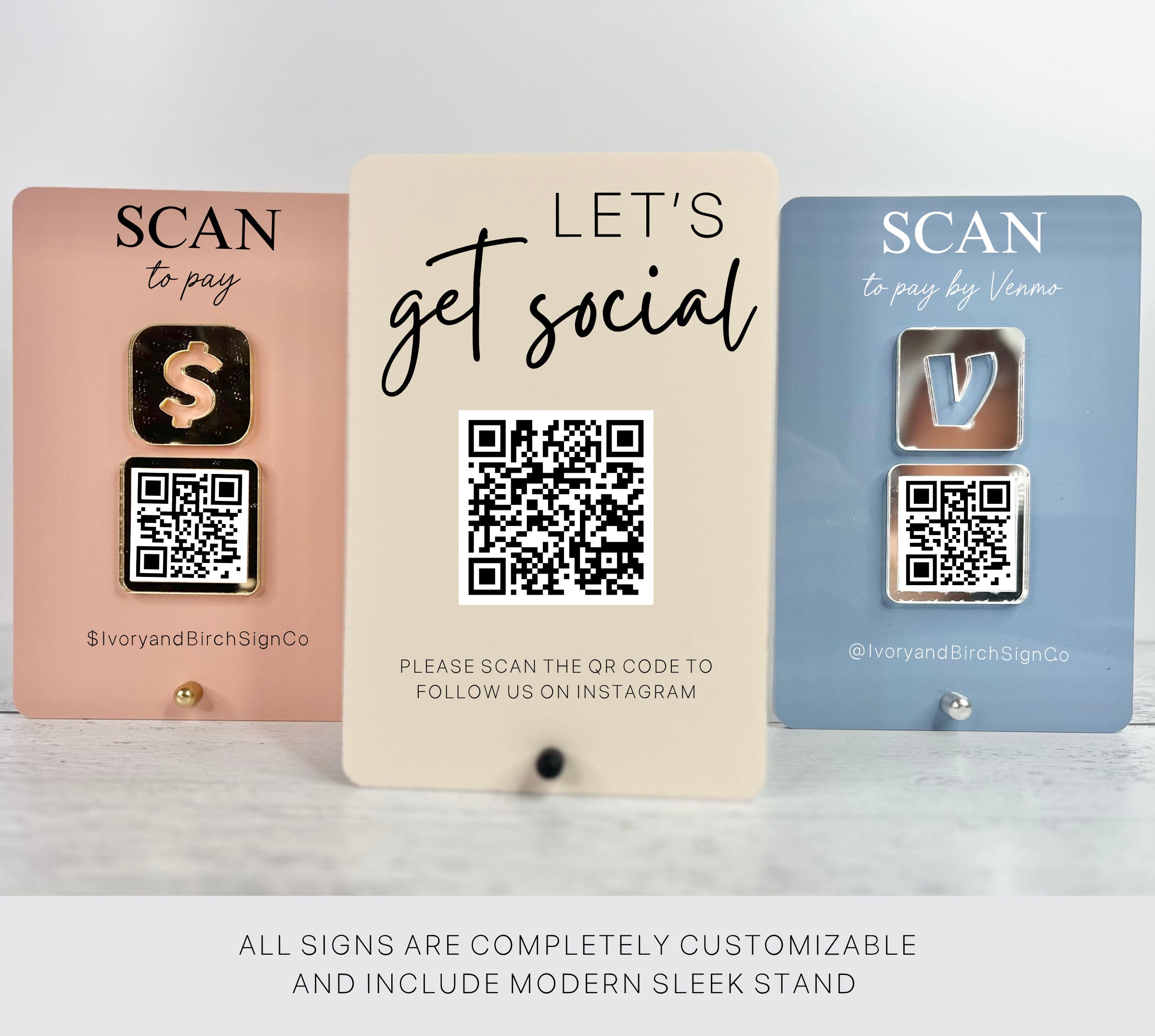 Custom QR Code Sign Scan to Pay Sign Website Sign Social Media Sign ...