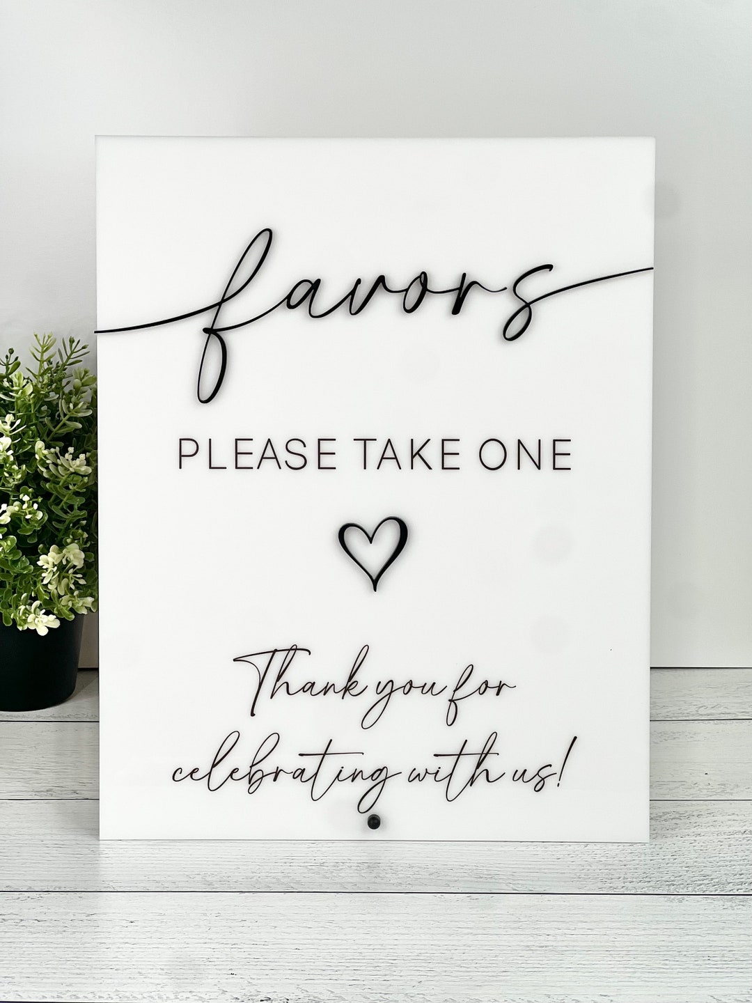 Elegant Favors Sign for Weddings - 3D Take One Acrylic Display With ...