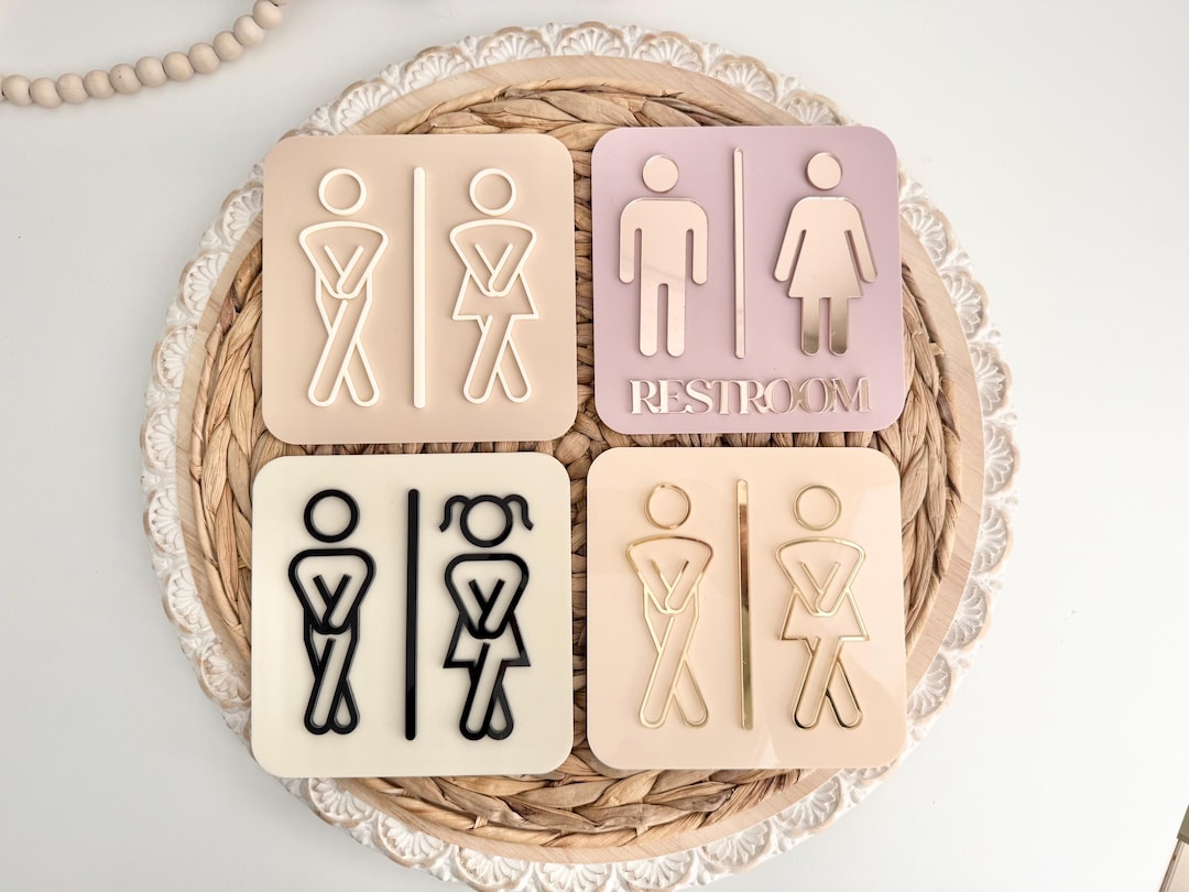 Bathroom Sign - 3D Acrylic Restroom Sign- Custom Icons and Colors ...
