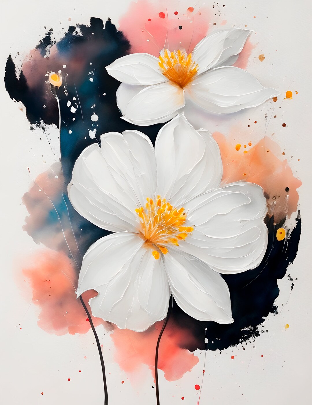 DIGITAL DOWNLOAD Flowers Printable Art, Abstract Flower Drawing, Art ...