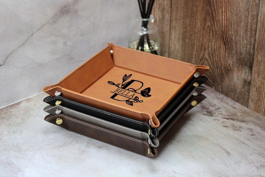 Customized Engraved Leatherette Tray, BULK Office Gift, Home Favors ...