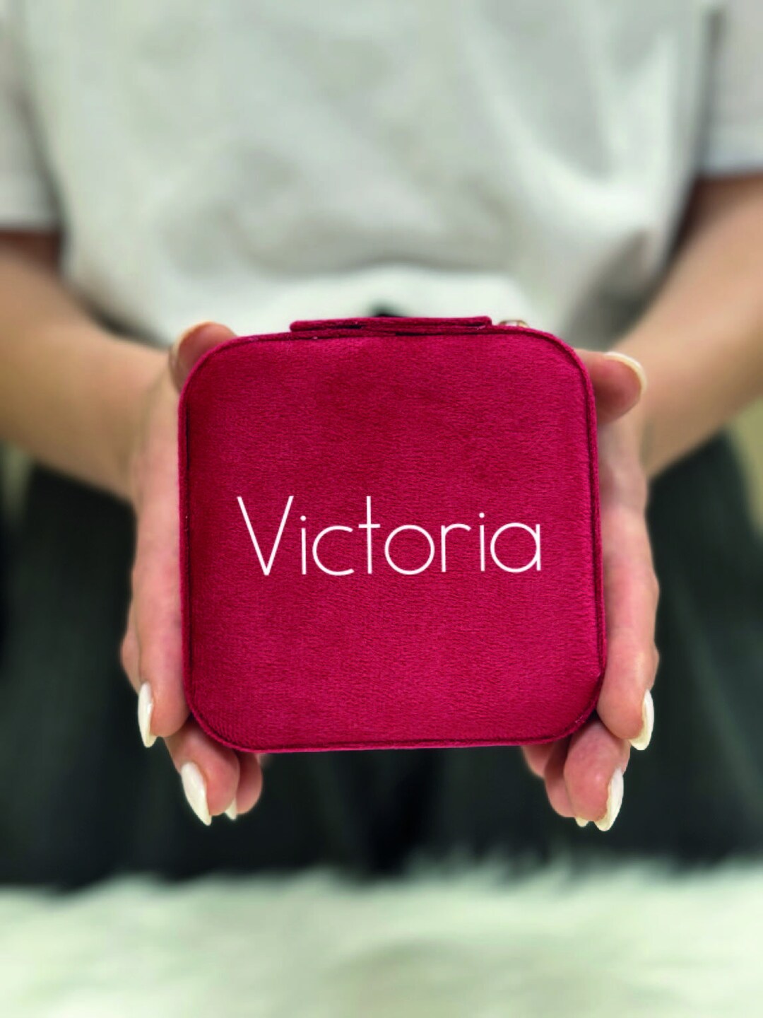 Custom Red Velvet Box, Custom Italian Velvet Jewelry Box, Personalized ...