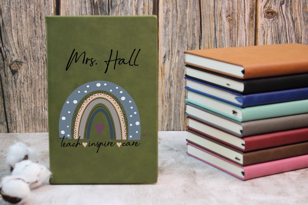 Customized Teacher Journal, Teach Inspire Care, Thank You Gift for ...