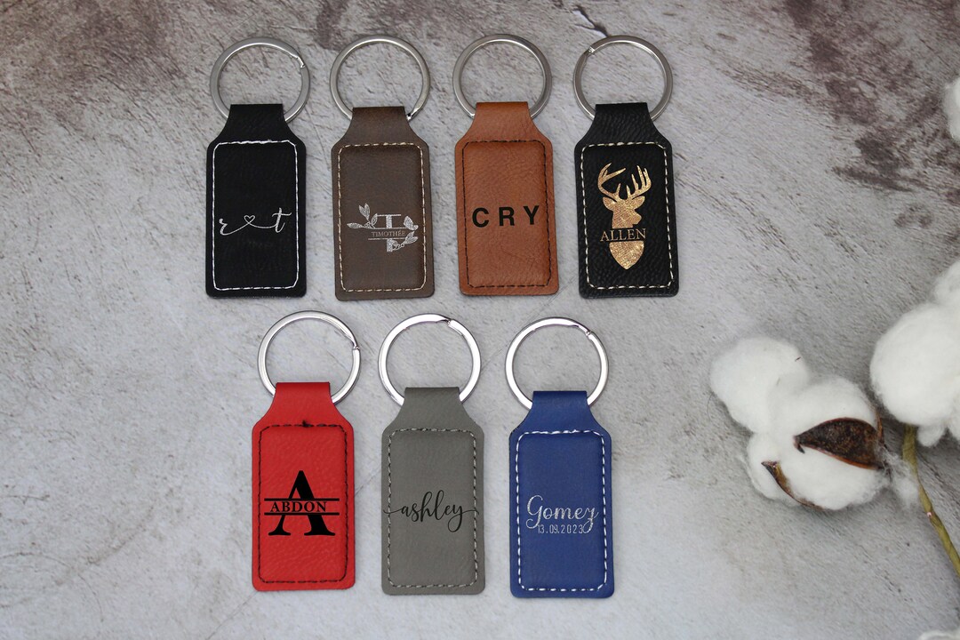 Custom Vegan Leather, Bulk Gift Leather Keychain, Leatherette Keyring ...