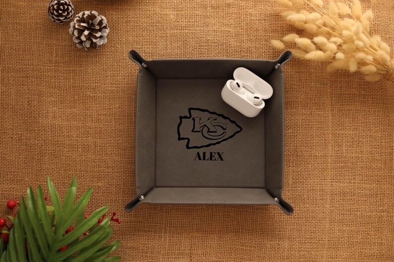 Custom Vegan Leather Valet Tray for Football Team, Football Player Gift ...