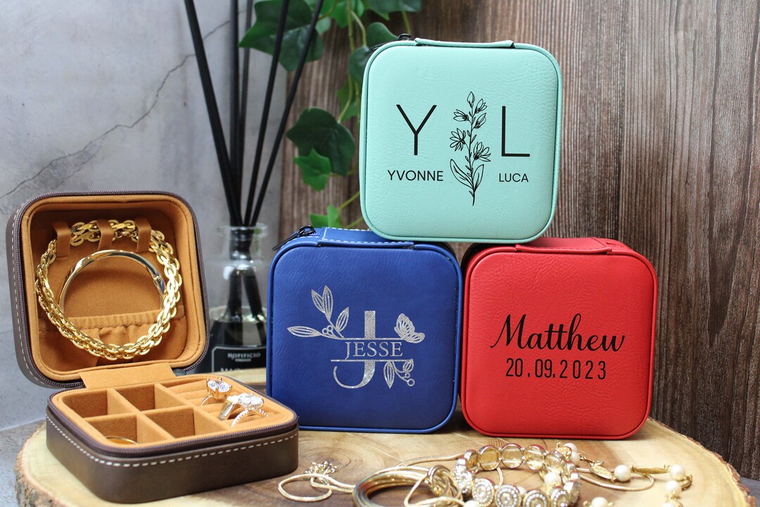Jewelry Leather Box for Christmas Gifts, Custom Travel Case, Vegan ...