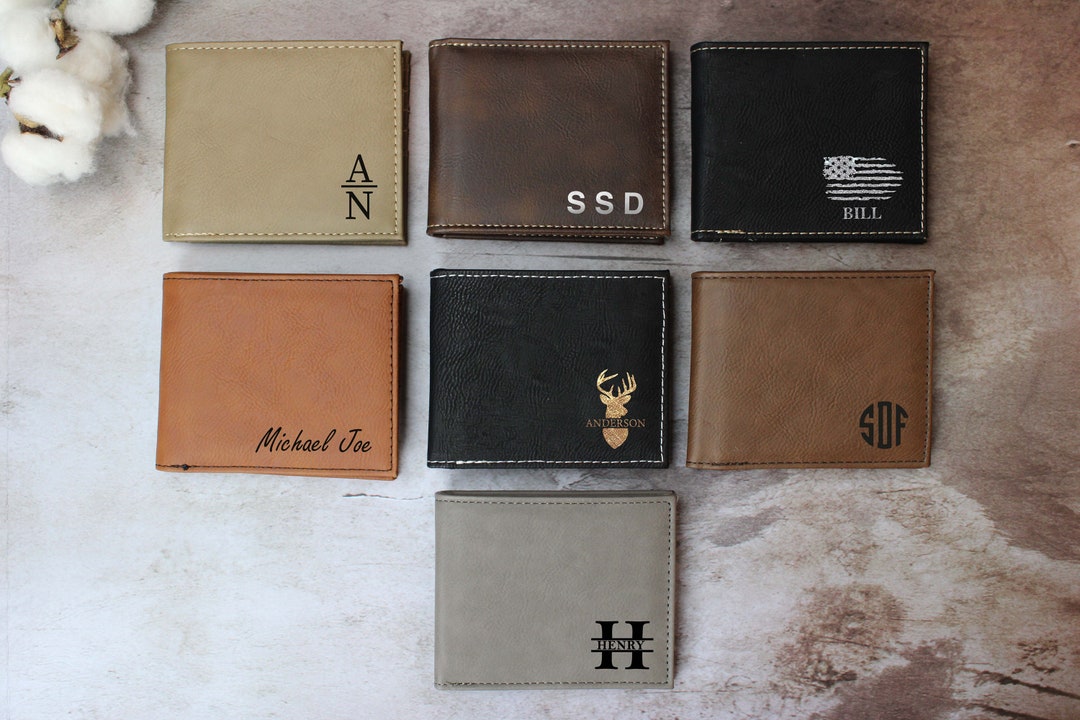 Personalized Father's Day Wallet for Men Custom Engraved Vegan Leather ...
