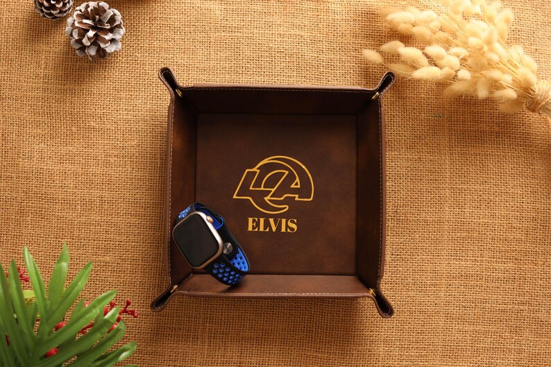 Custom Vegan Leather Valet Tray for Football Team, Football Player Gift ...