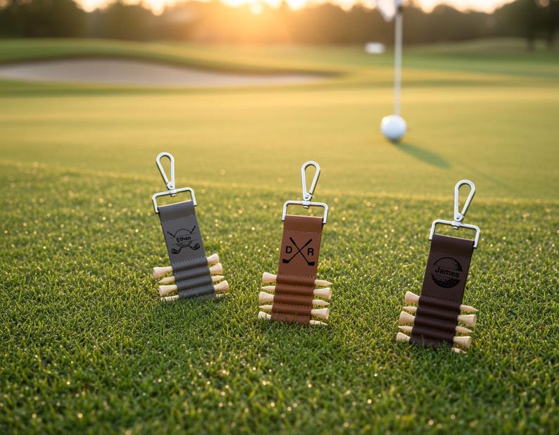 Engraved Leather Golf Bag Tag, Personalized Golf Tee Holder - Etsy