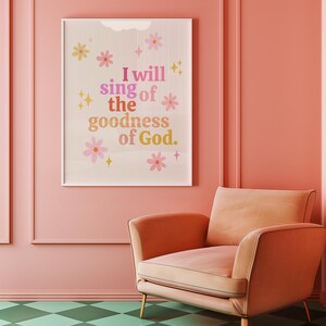 Christian Printed Poster Decor 'goodness of God' Poster Pink and Orange ...