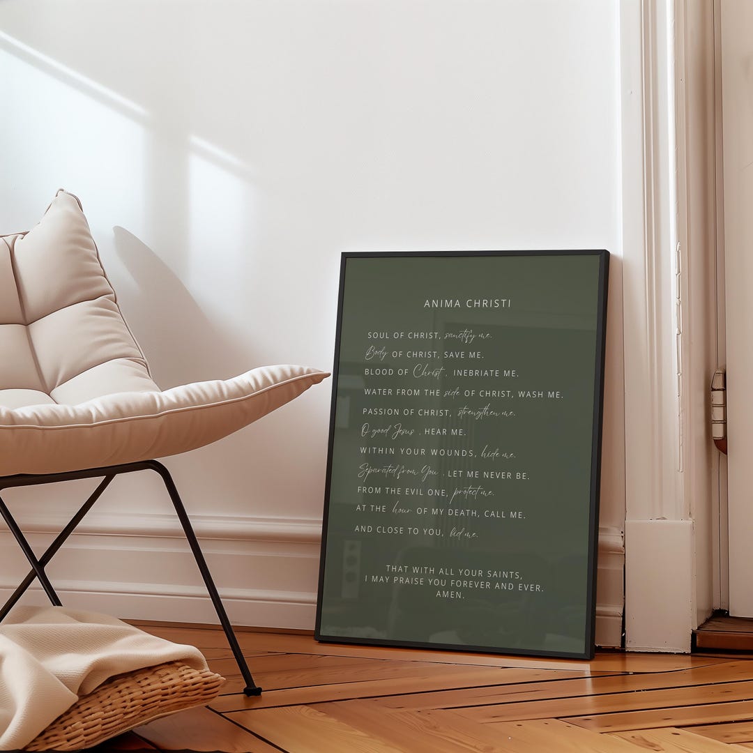 Anima Christi Poster Catholic Prayer Print Green Minimal Catholic Art ...