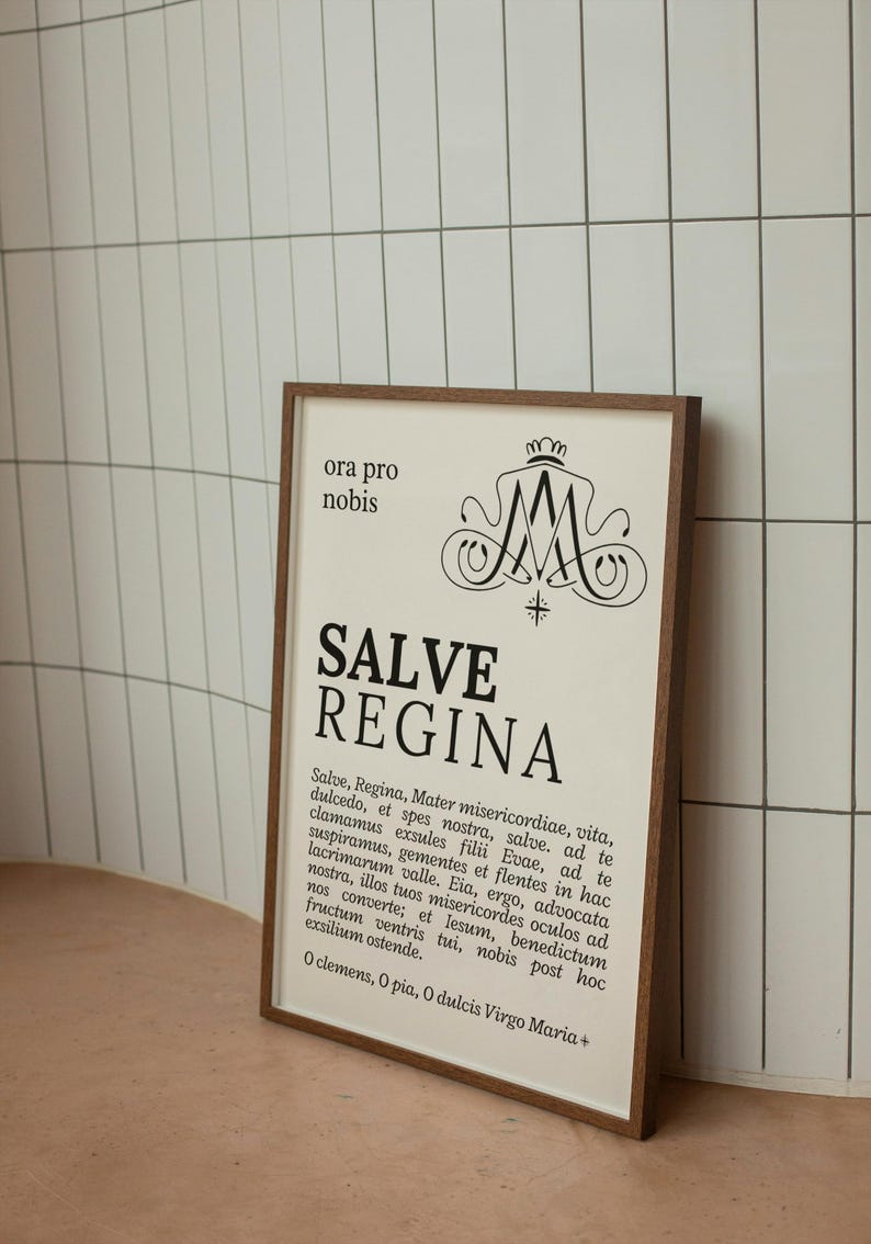 Salve Regina Catholic Wall Art Hail Holy Queen Prayer Print Marian ...
