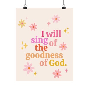 Christian Printed Poster Decor 'goodness of God' Poster Pink and Orange ...