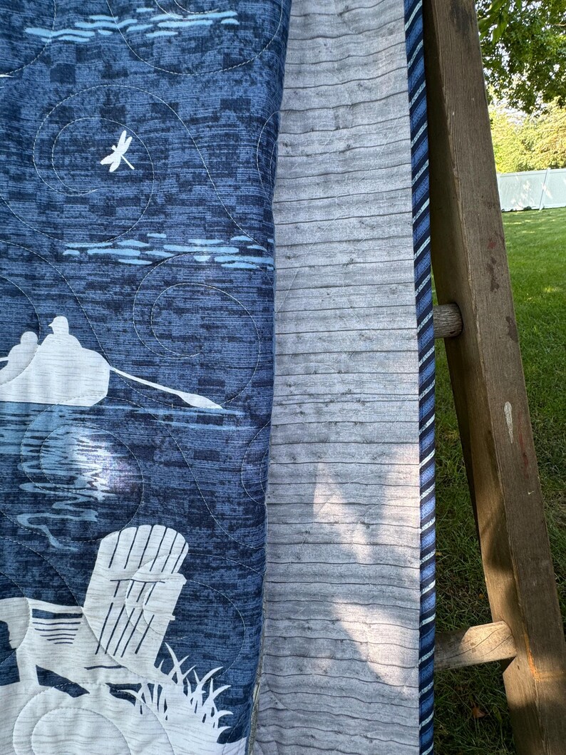 Lake Life#1|quilt|throw|blue|outdoors|oars|row Boat|canoe|fire|dock ...