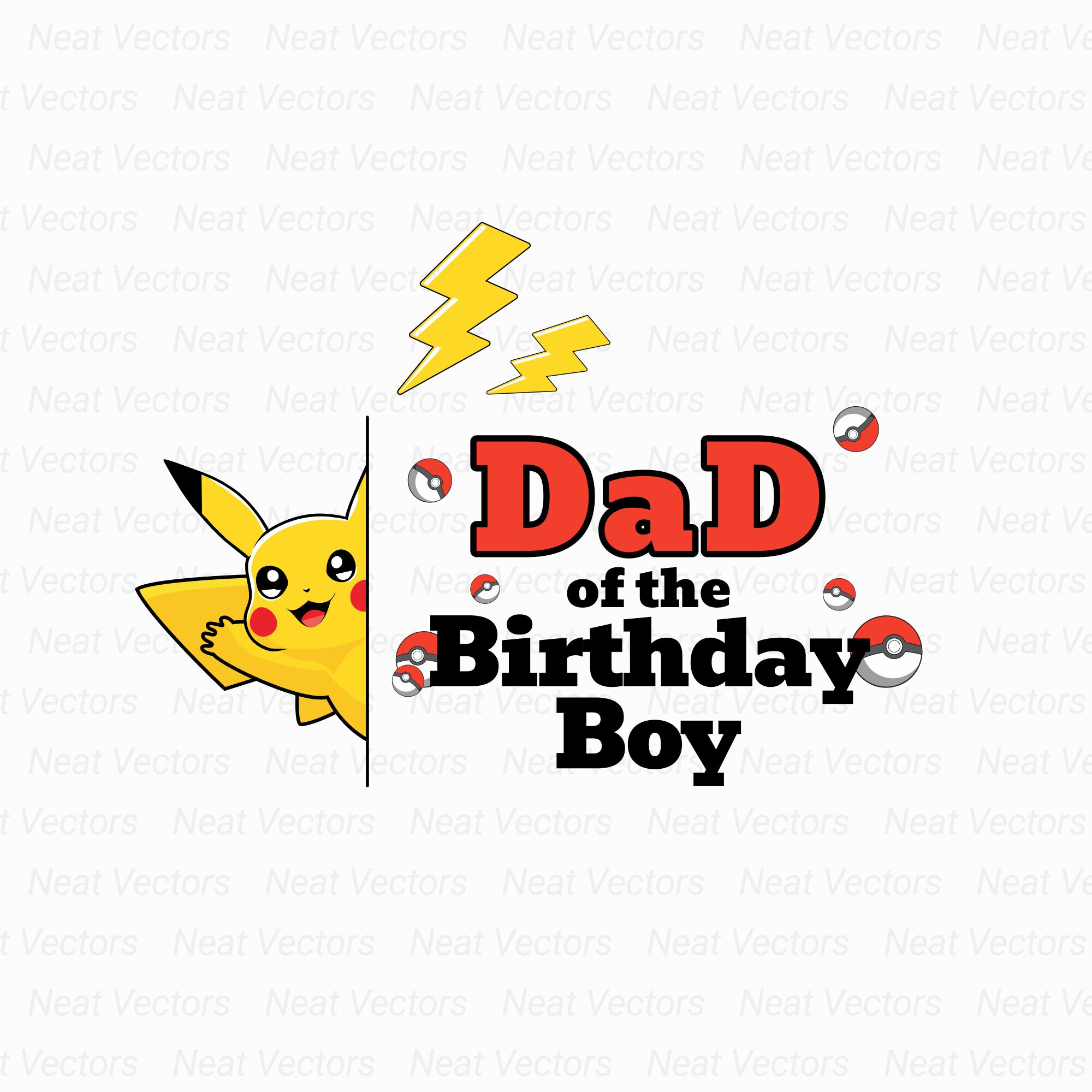 Dad of the Birthday Boy Pokemon Svg, Pikachu Birthday Family, Pikachu ...