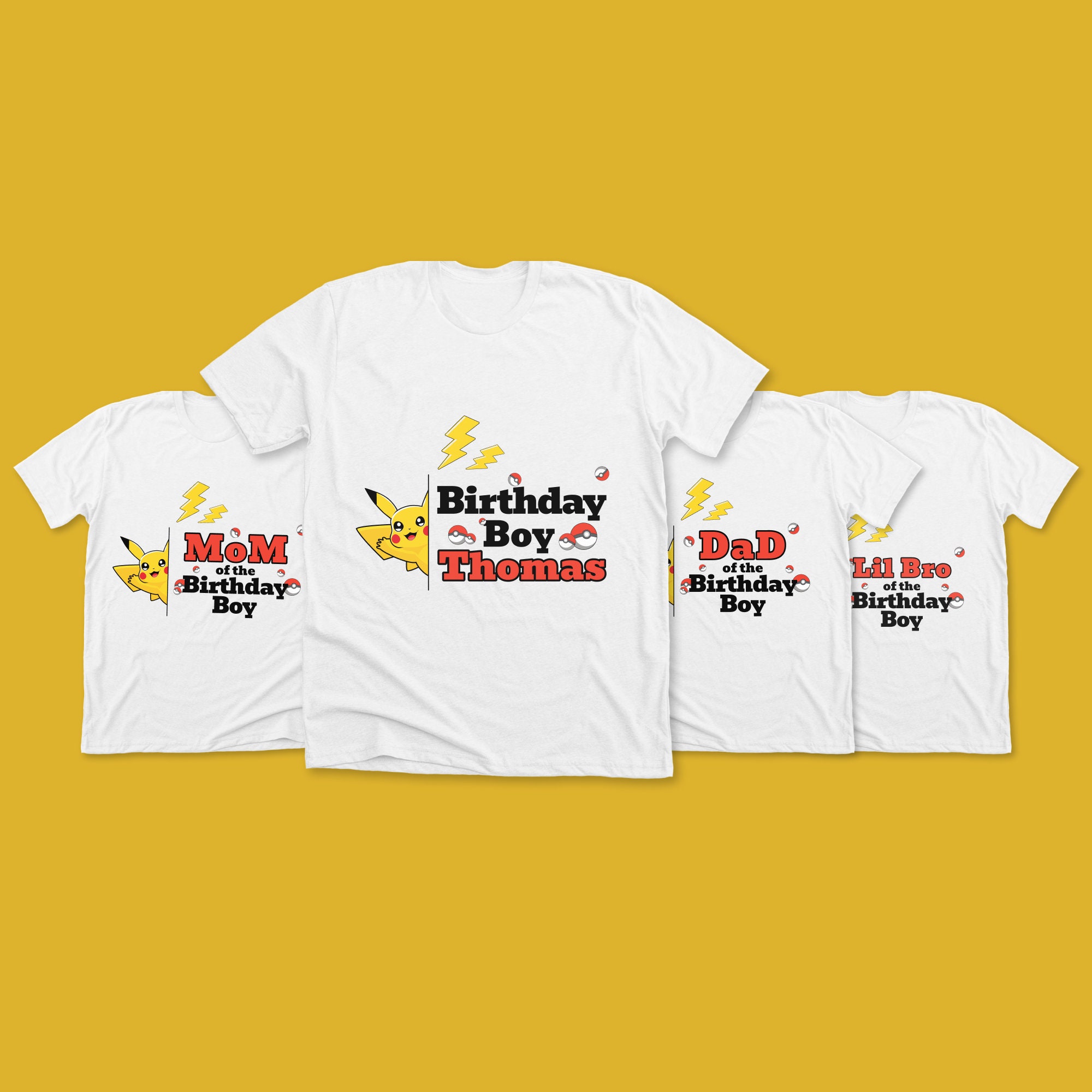 Dad of the Birthday Boy Pokemon Svg, Pikachu Birthday Family, Pikachu ...