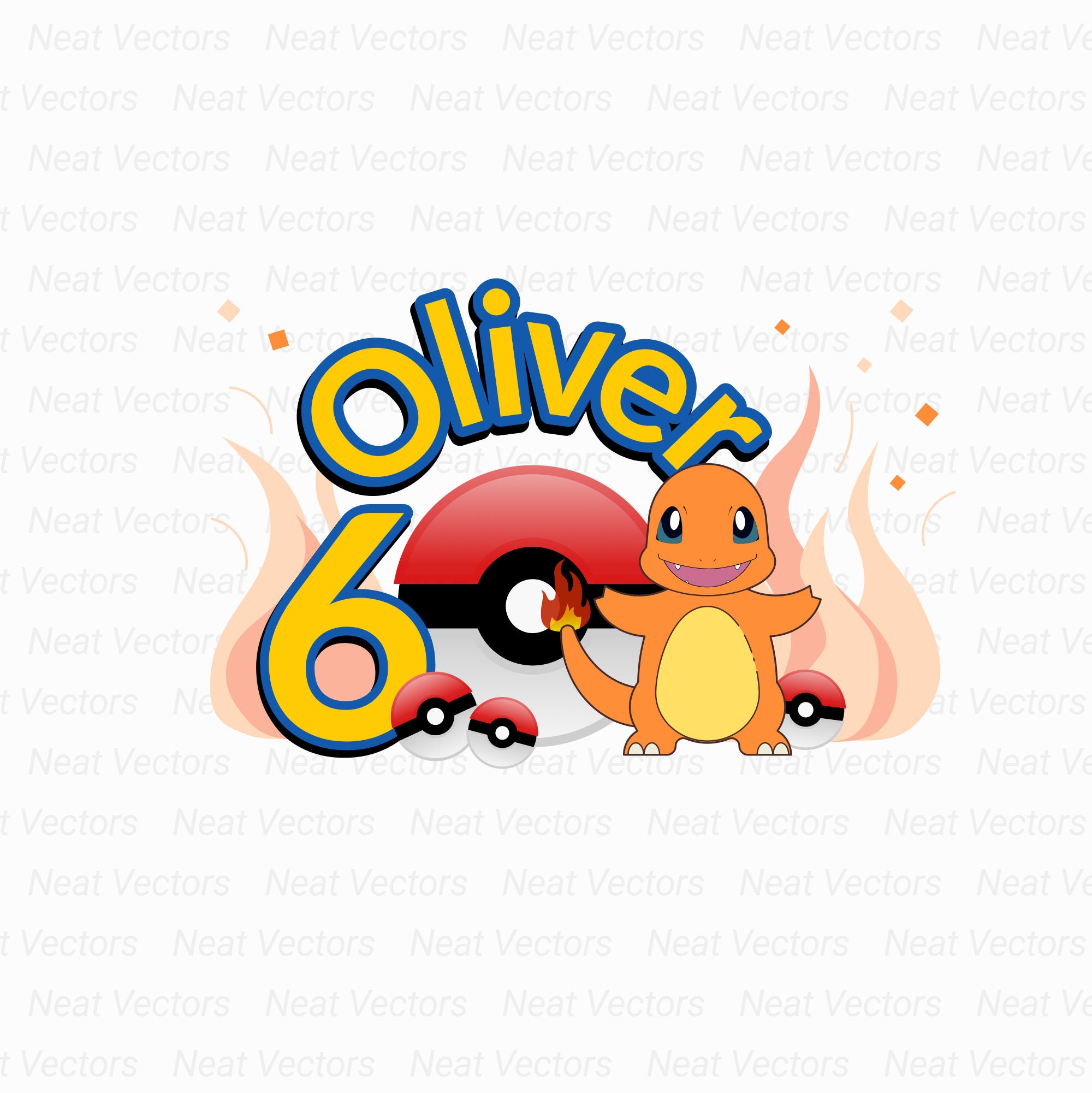 Charmander, Custom Charmander Birthday Design, Personalized, SVG, PNG ...