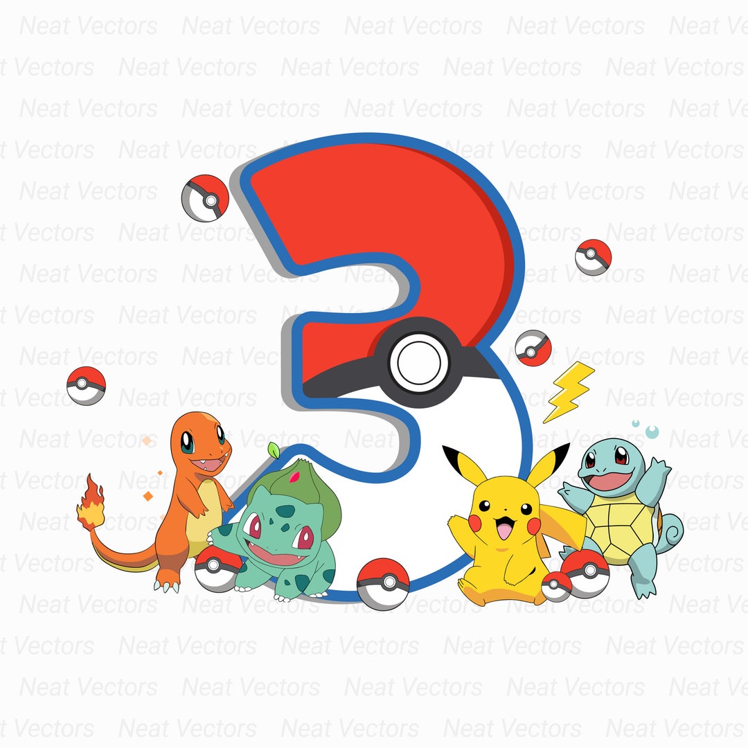 Pikachu Birthday Svg, Birthday Boy, Pokemon Age 3, PNG, JPG, Digital ...