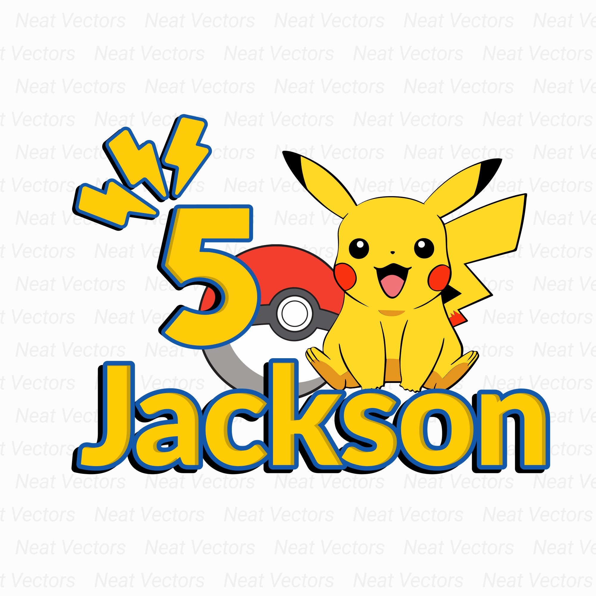 Pikachu, Custom Pikachu Birthday Design, Personalized, SVG, PNG, JPG ...