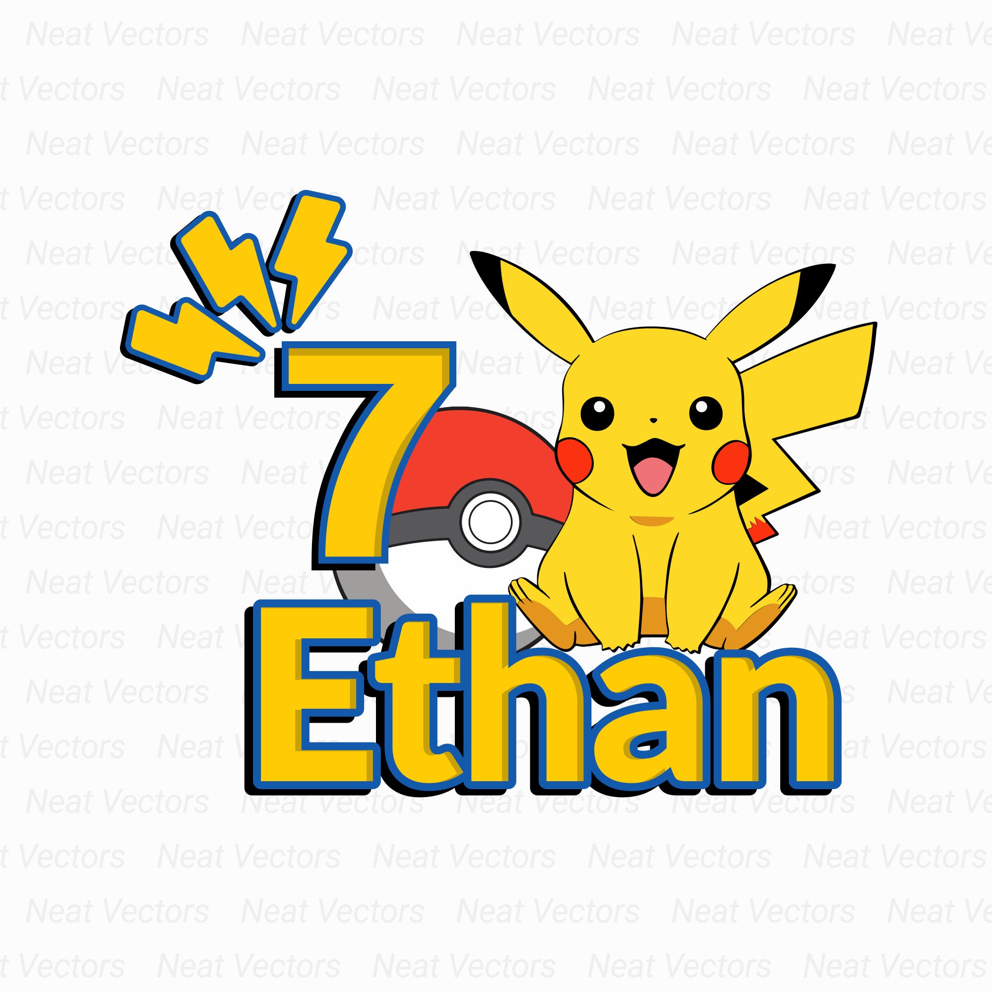 Pikachu, Custom Pikachu Birthday Design, Personalized, SVG, PNG, JPG ...