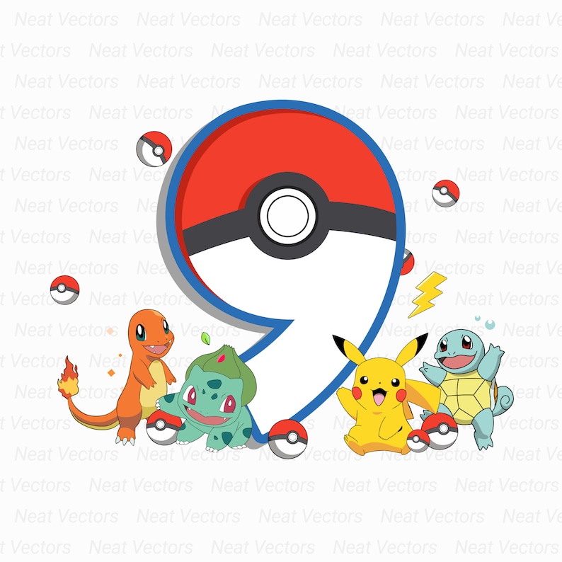 Pikachu Birthday Svg, Birthday Boy, Pokemon Age 9, PNG, JPG, Digital ...