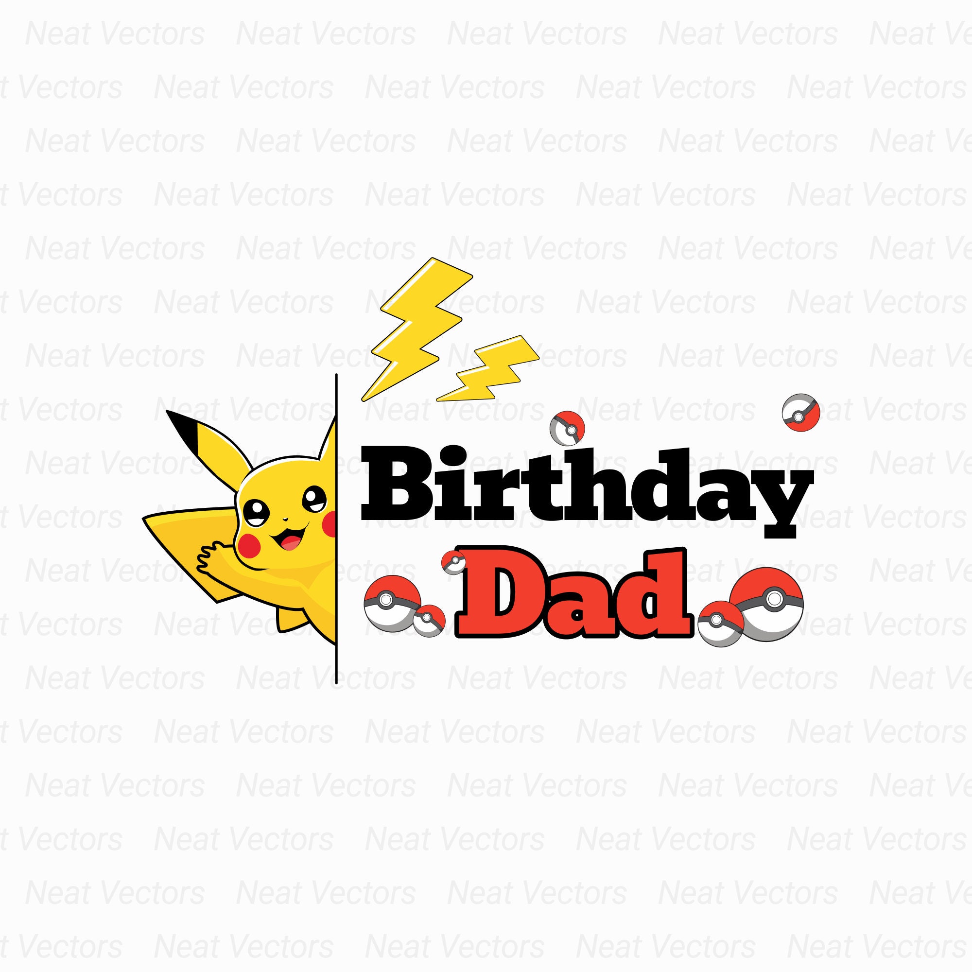 Birthday Dad Pokemon Svg, Pikachu Birthday Dad,png, JPG, Instant ...